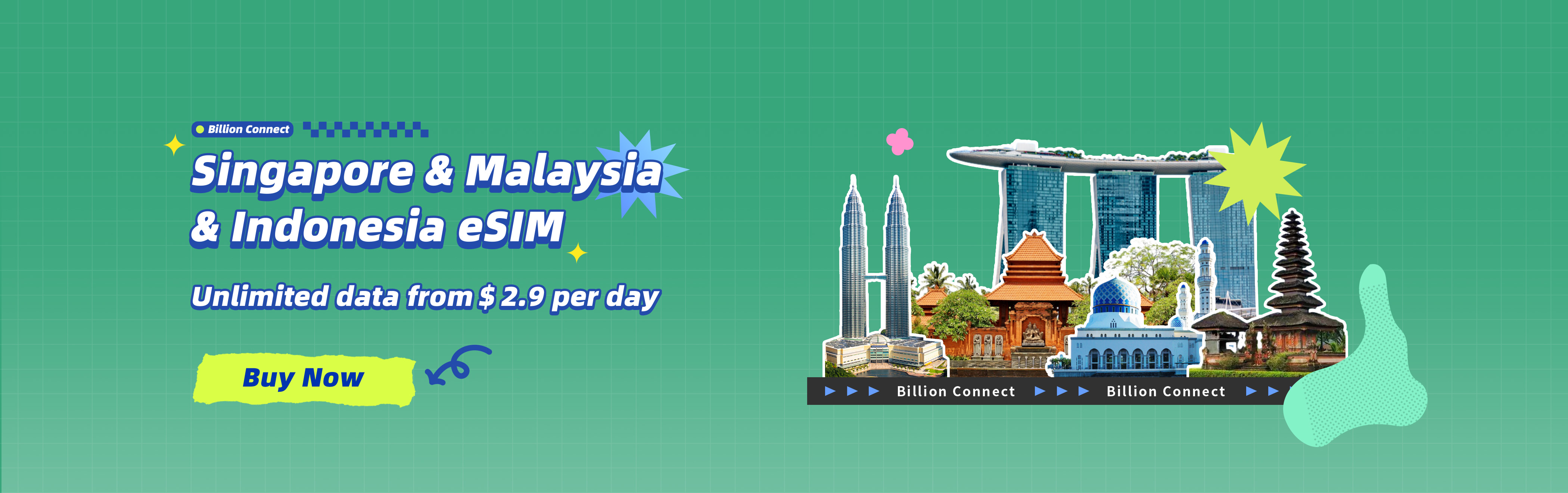 Billion Connect- eSIMs network coverage in 190+ countries and regions